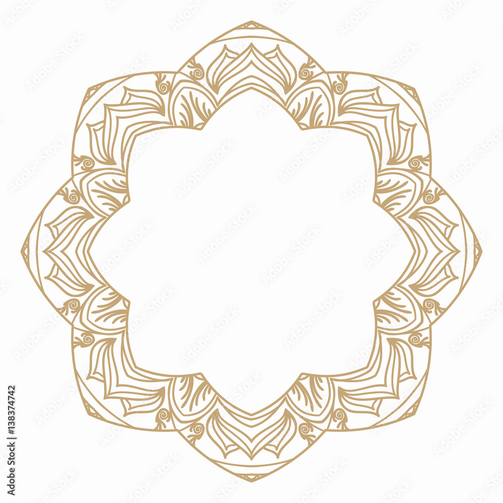 Round frame with folk pattern. Border for decoration postcards, logos ...