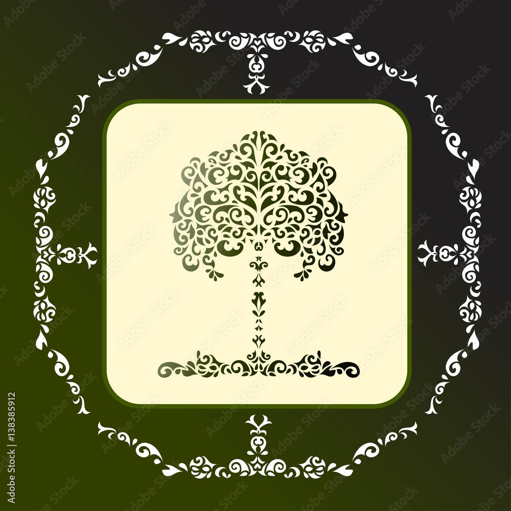 Pattern birch black ornamental frame/Curl frame milk gradient olive ...