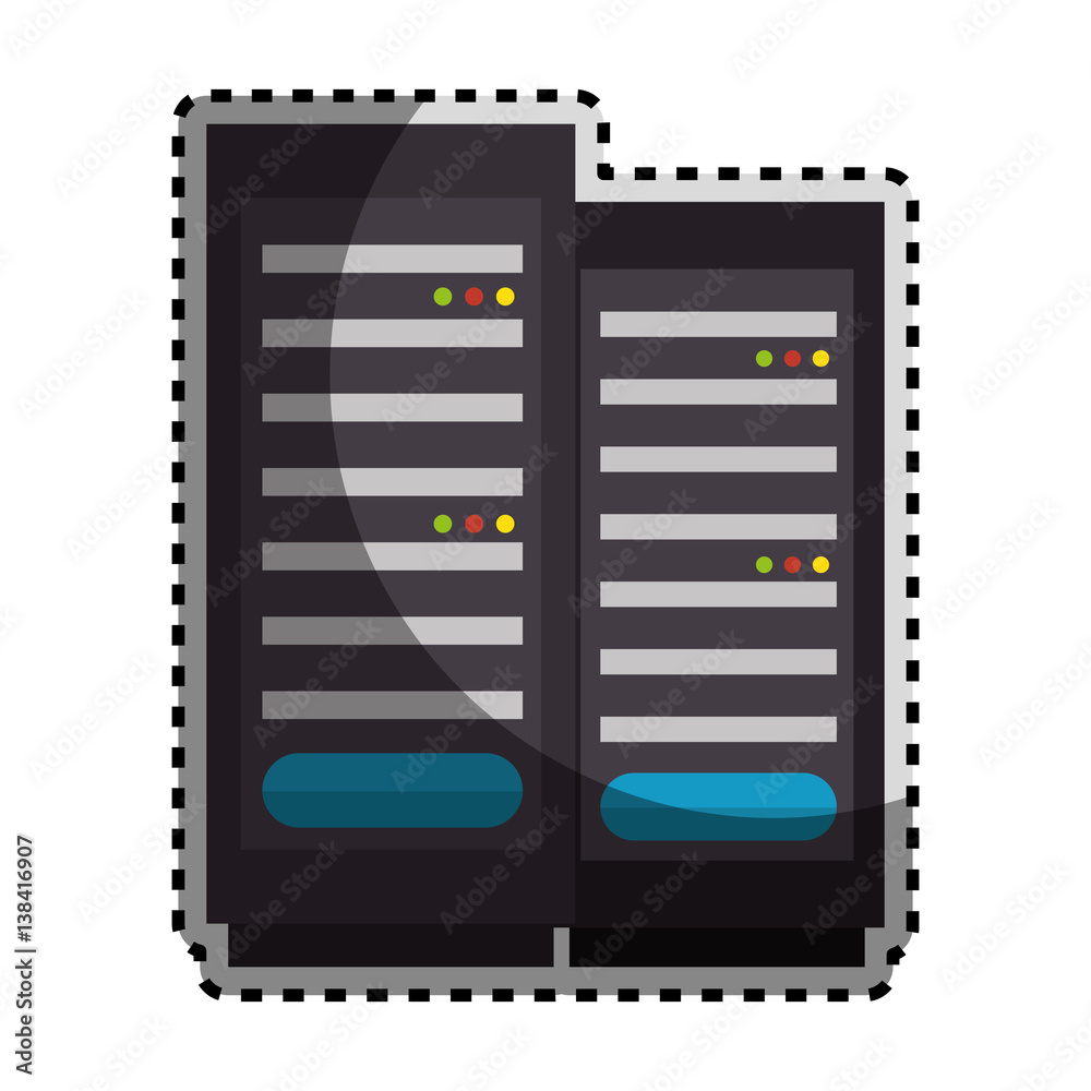 sticker color silhouette with tower server vector illustration Stock ...