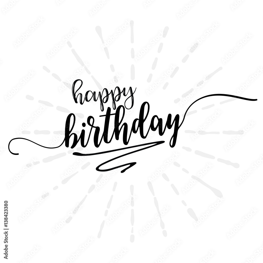 happy birthday lettering overlay set. Calligraphy photo graphic design ...
