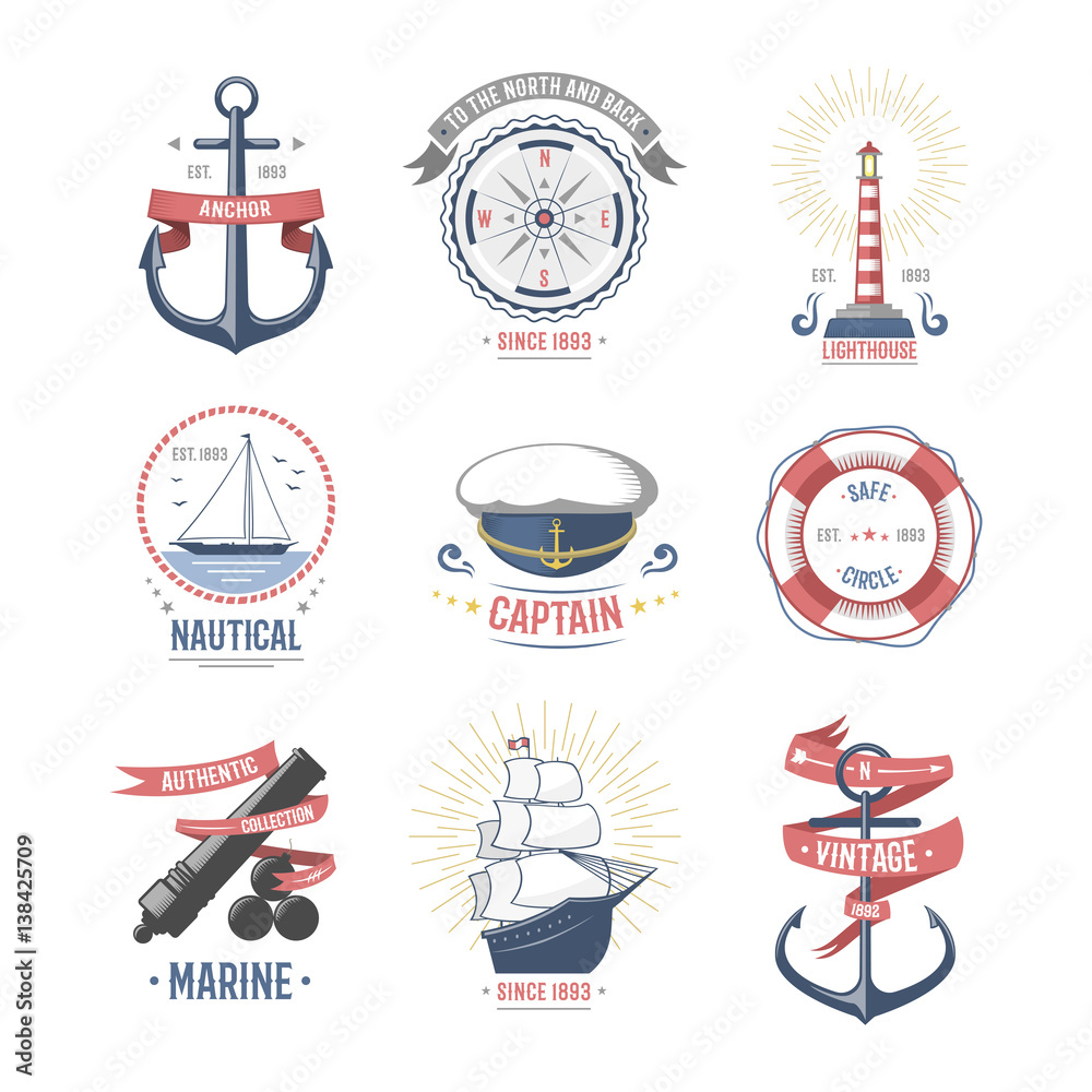 Fashion nautical and marine sailing themed label vector. Stock Vector ...