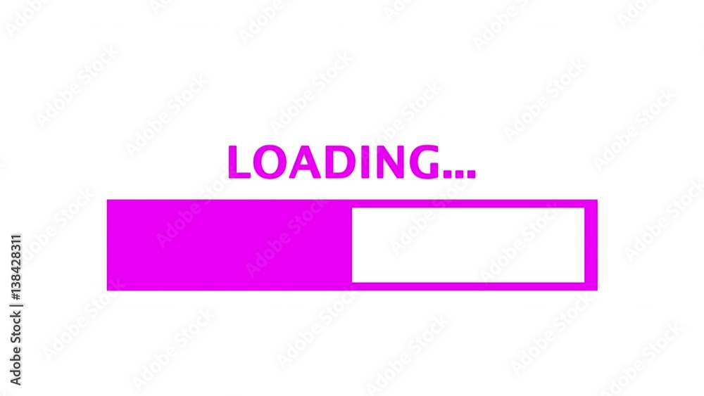 Clean retro style loading text with progress bar, with color hue (shift ...