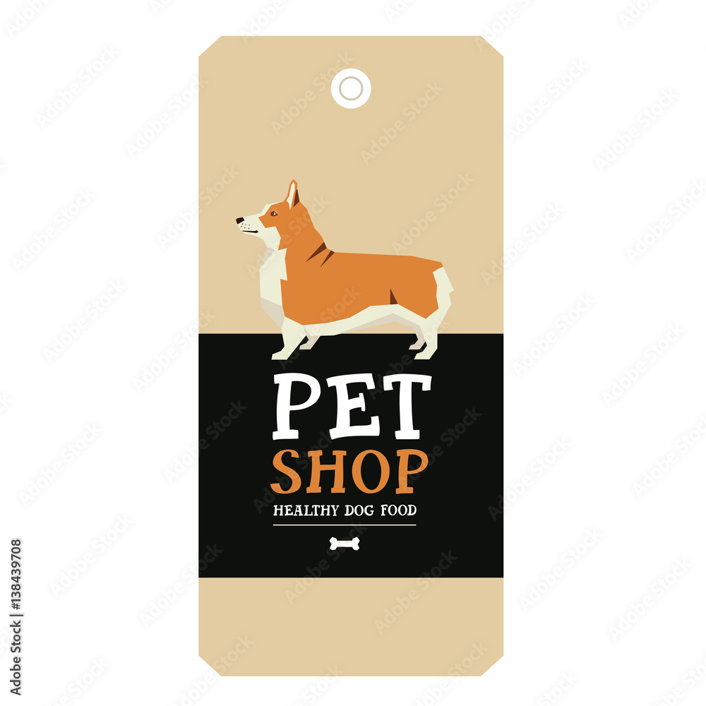 Poster Pet Shop Design label Vector Illustration Pembroke Welsh Corgi ...