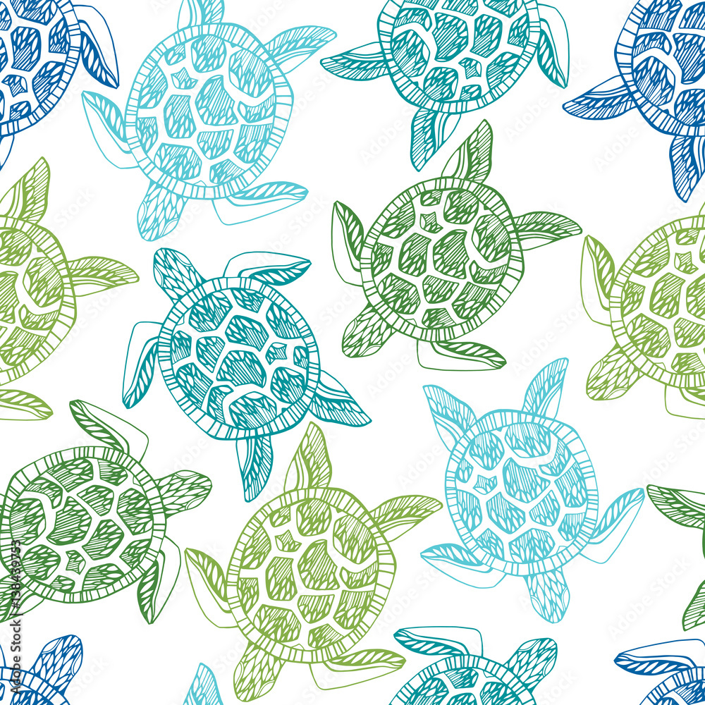Seamless pattern with sea turtles. Stock Vector | Adobe Stock