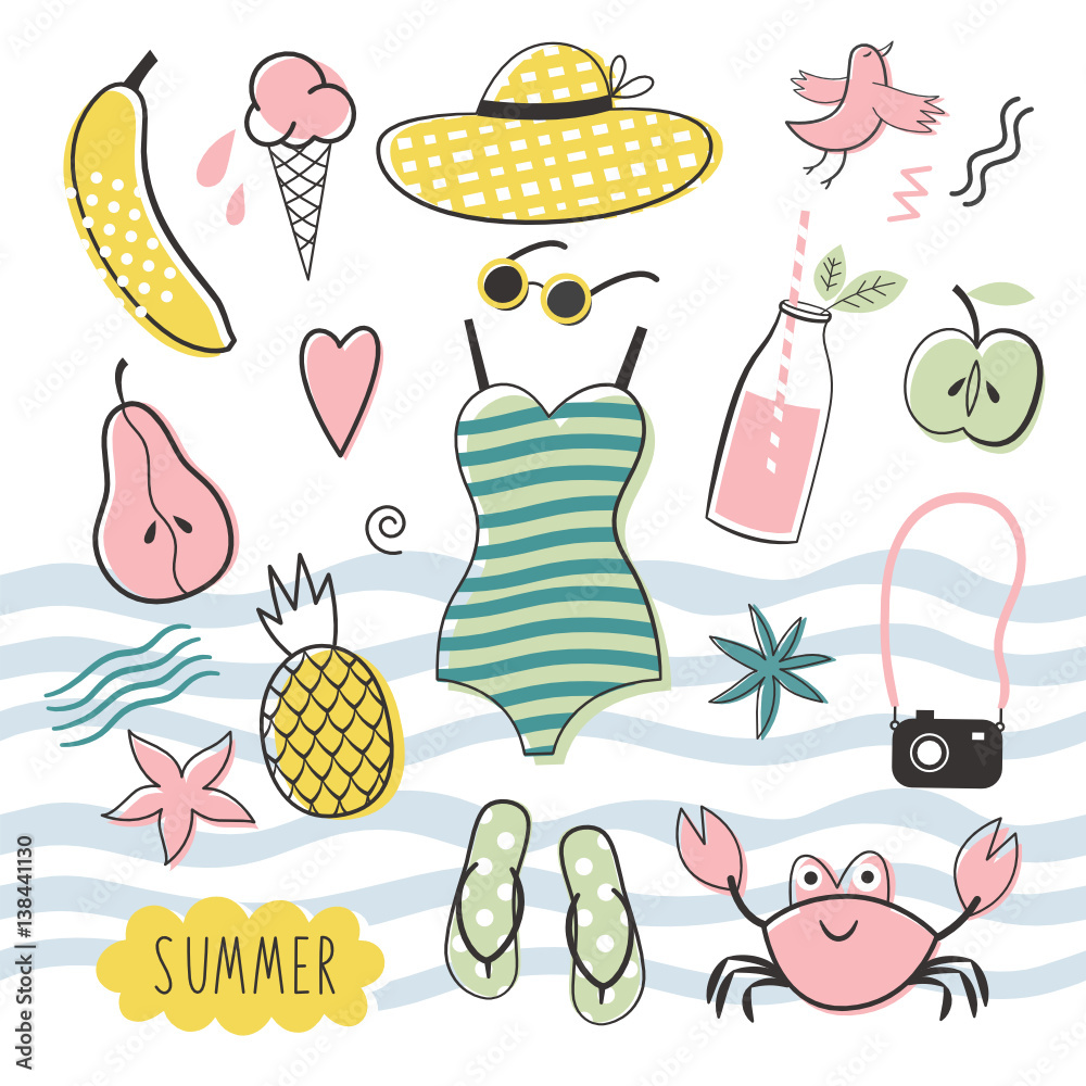 Big vector summer set vector de Stock | Adobe Stock