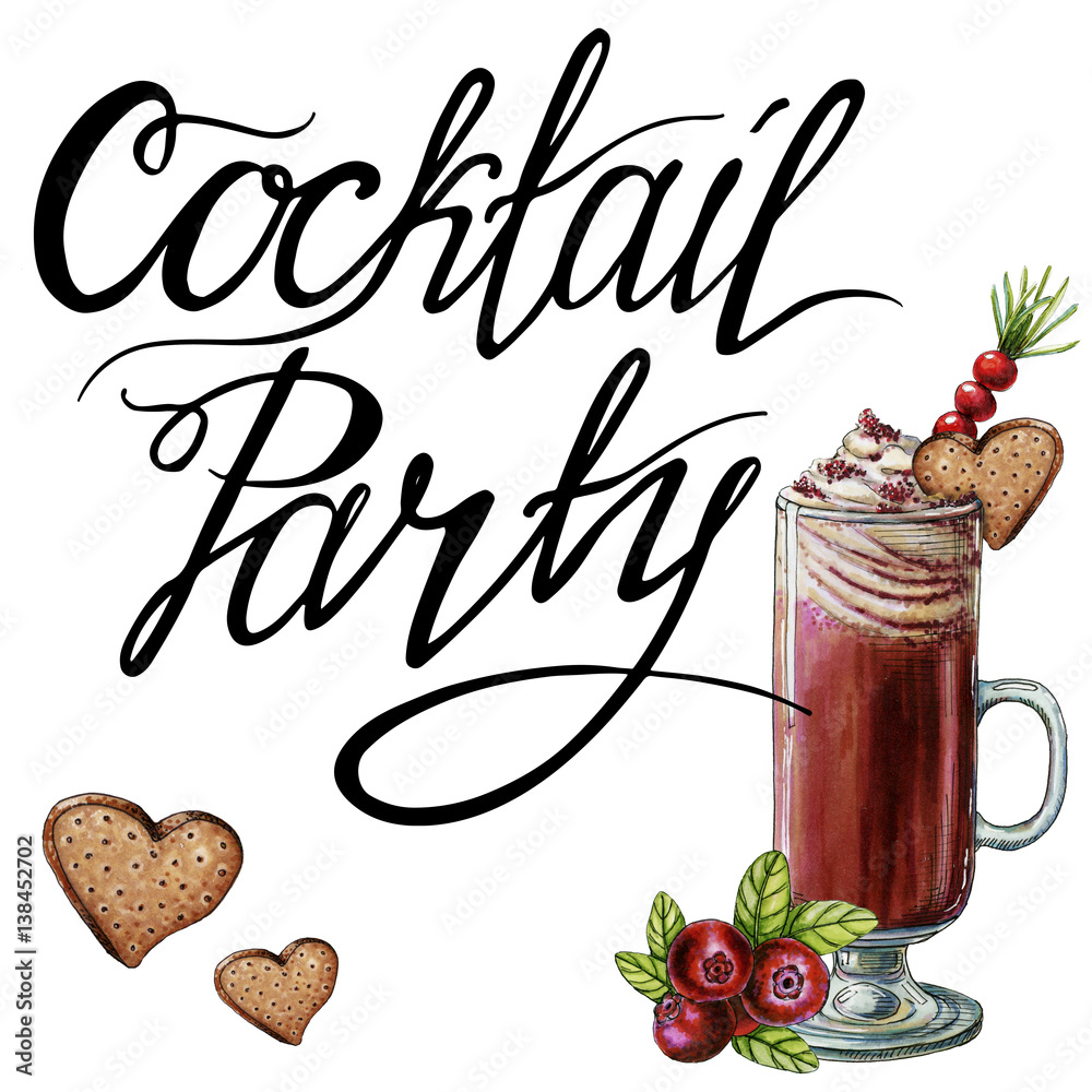 Cocktail party hand painted marker drawings Stock-Illustration | Adobe ...