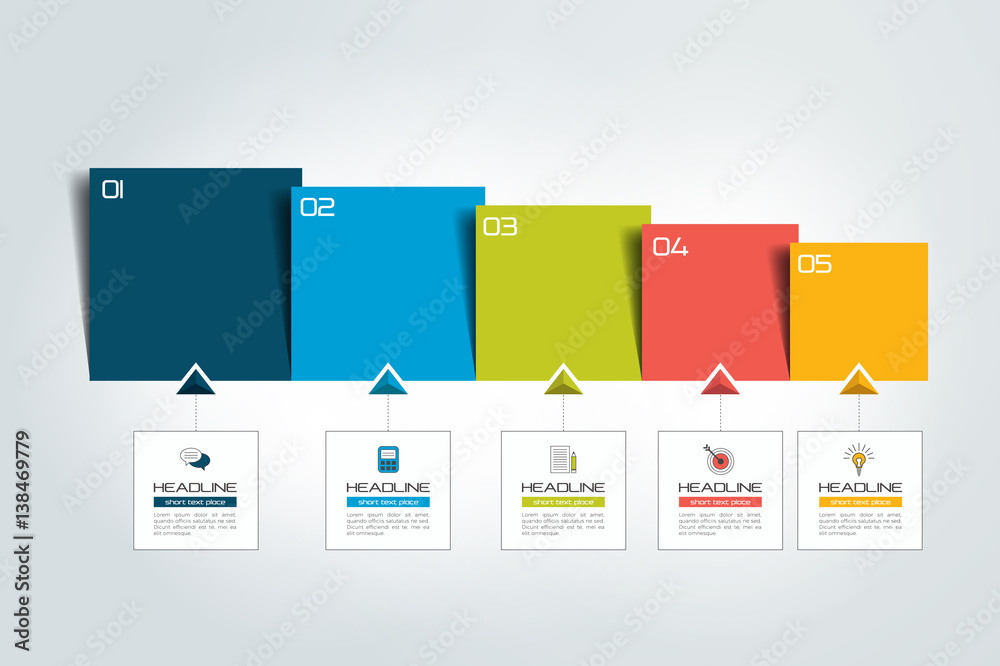 Five steps chart, template, scheme, tab. Vector illustration. Stock ...