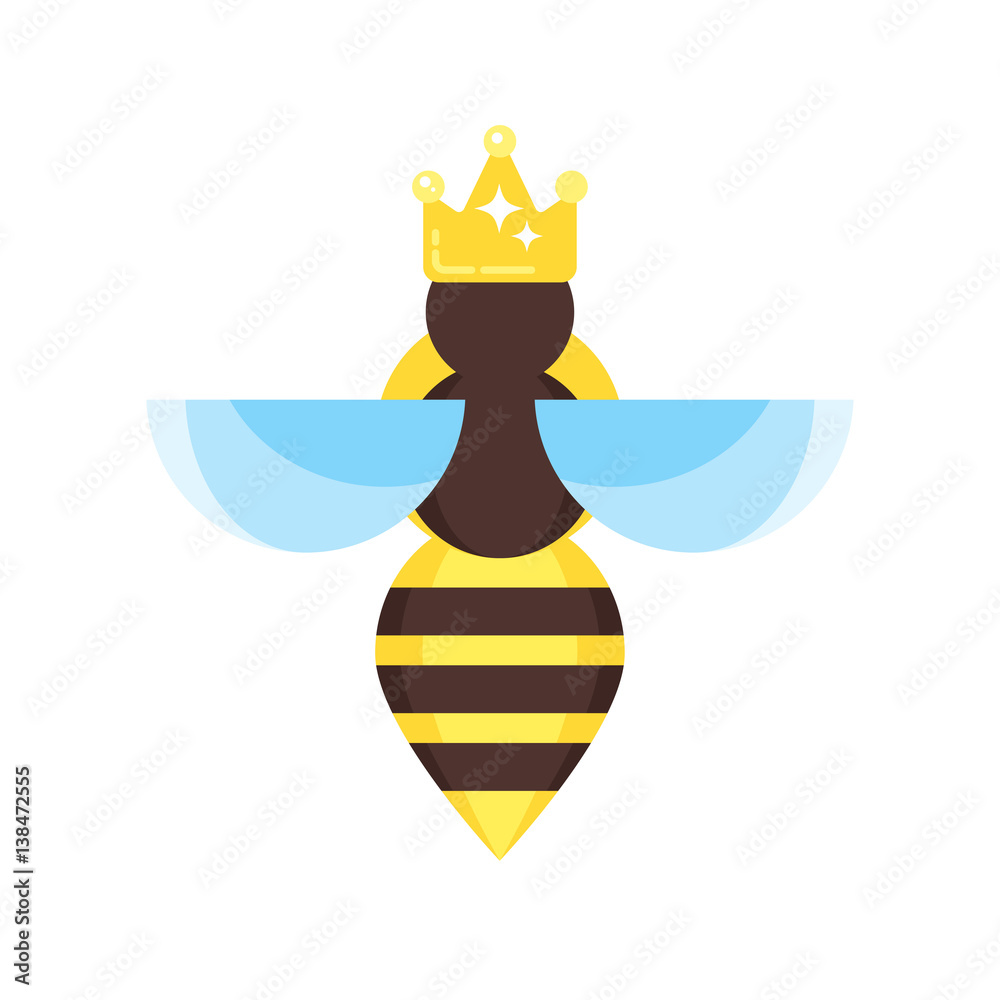 Vector flat style illustration of queen bee Stock Vector | Adobe Stock