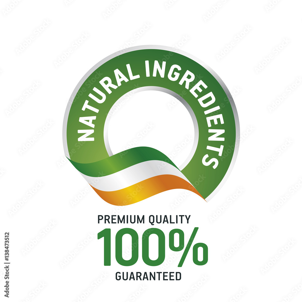 Natural ingredients green ribbon label logo icon Stock Vector | Adobe Stock