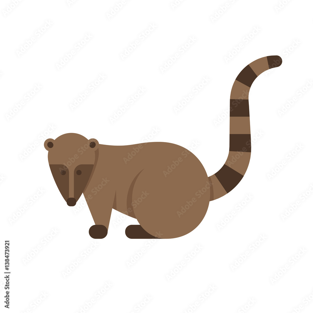 Vector flat style illustration of nasua. Stock Vector | Adobe Stock