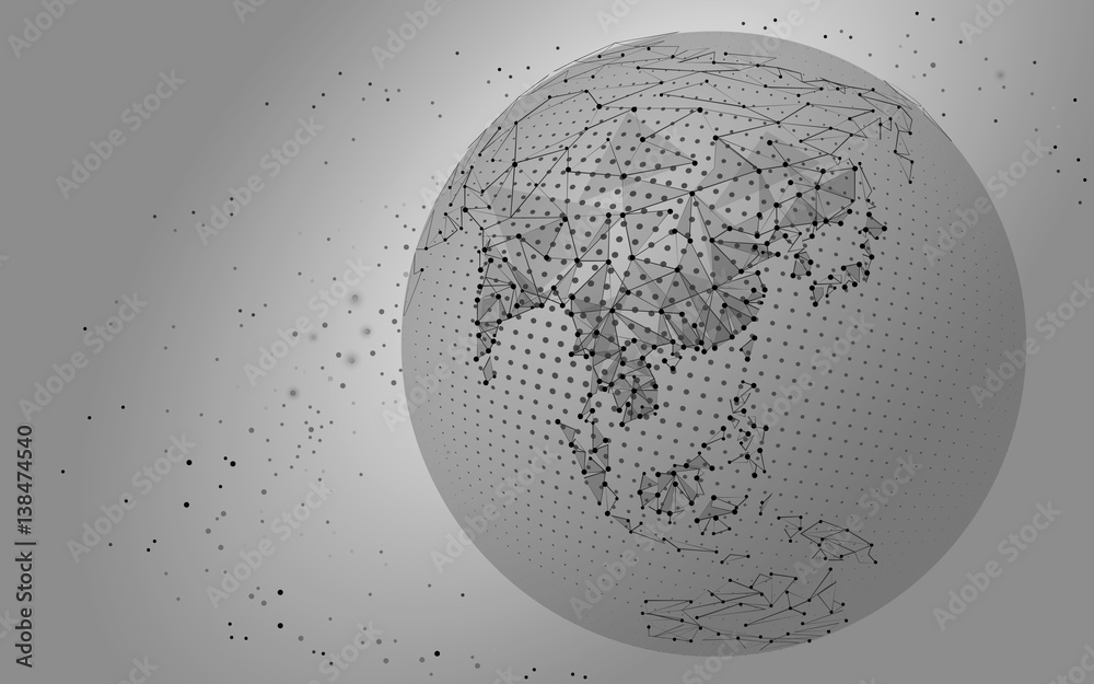 World map point, line glow Stock Vector | Adobe Stock