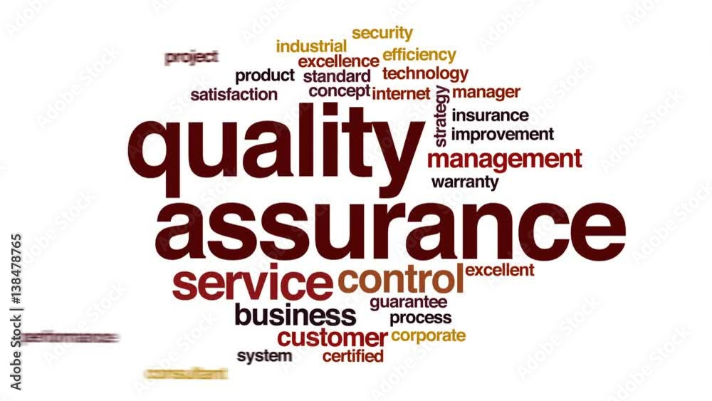 Quality assurance animated word cloud, text design animation. Stock ...