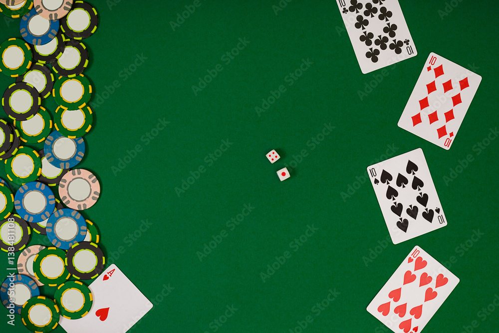 Poker. Banner template layout mockup for online casino. Green table ...