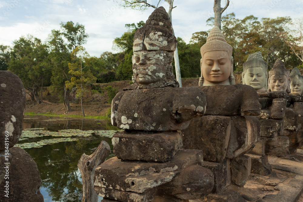 Ancient Khmer statues around Siem Reap and Angkor Wat Cambodia Stock ...