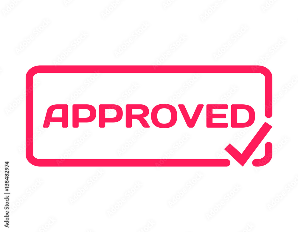 Approved badge with hook icon flat vector illustration on white ...