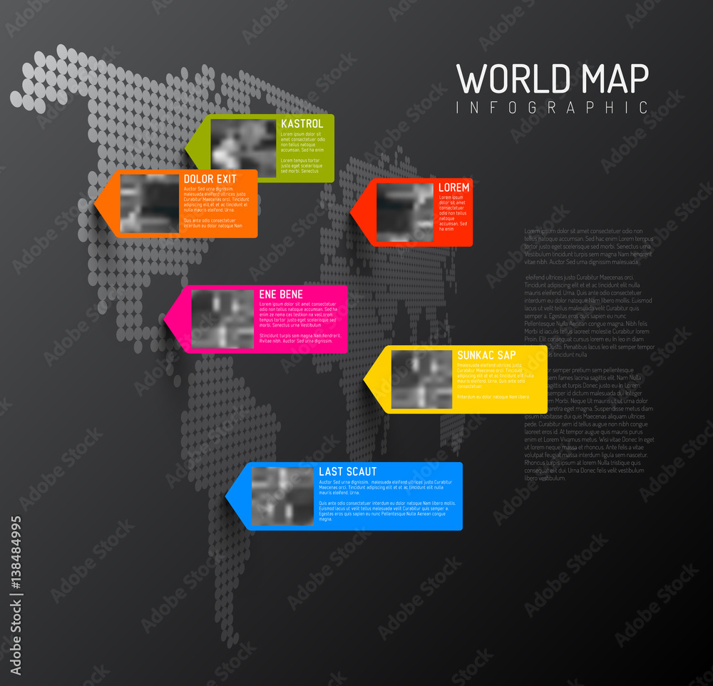 World map template with photo pins Stock Vector | Adobe Stock