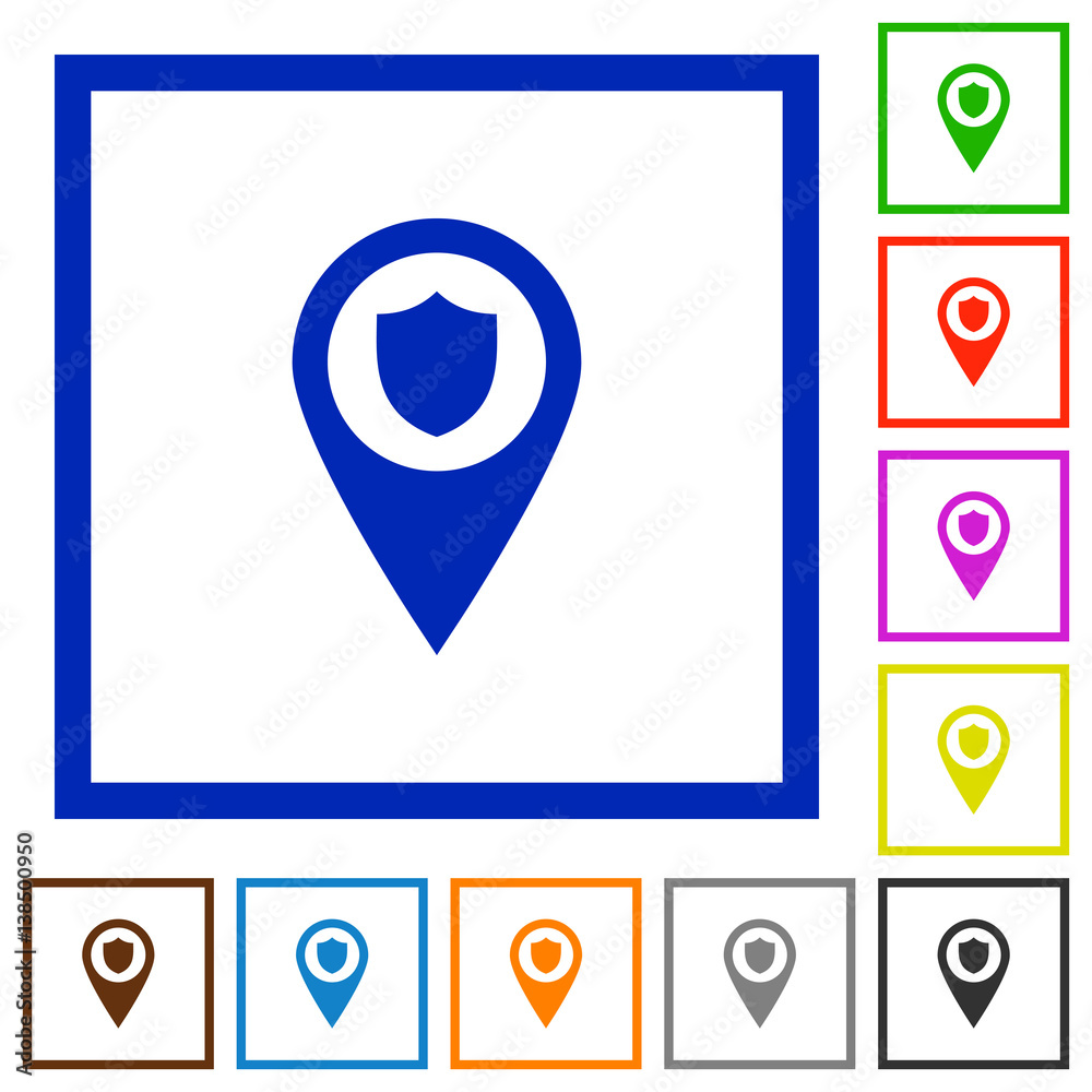 Police station GPS map location flat framed icons Stock Vector | Adobe ...