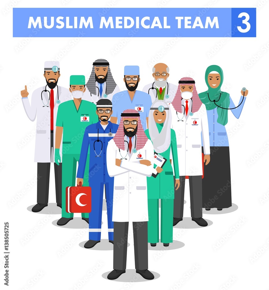 Medical concept. Detailed illustration of muslim arabian doctor and ...