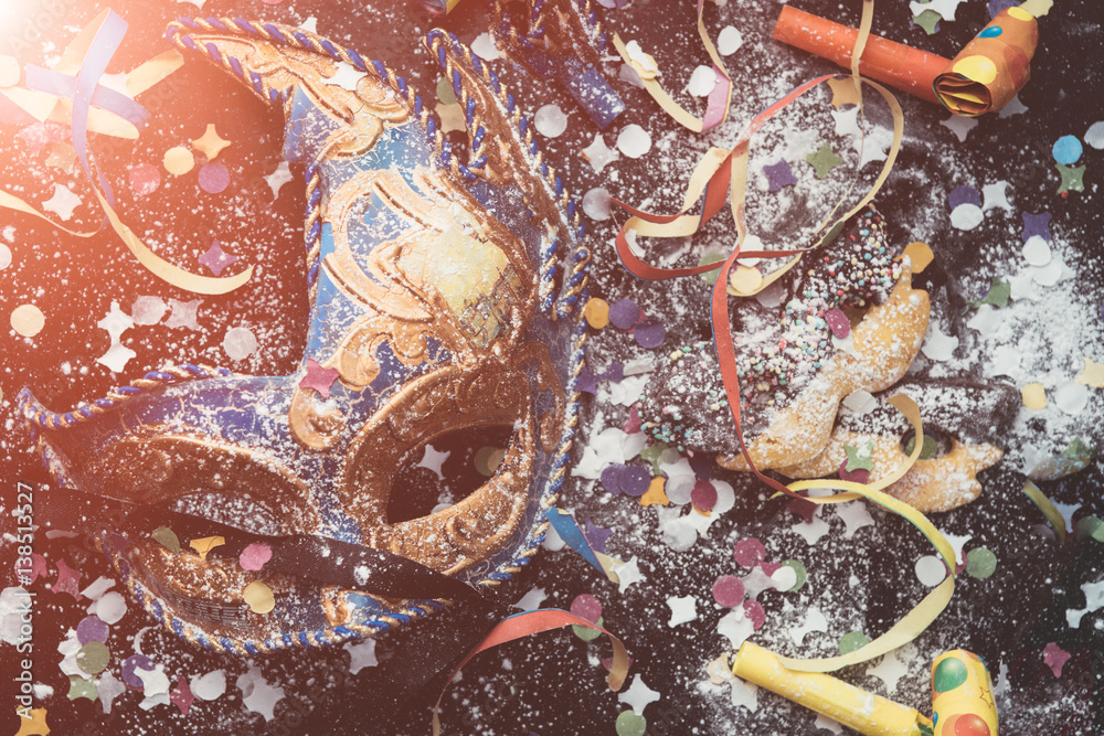 Carnivalesque composition. Top view of carnivalesque cookie resembling ...