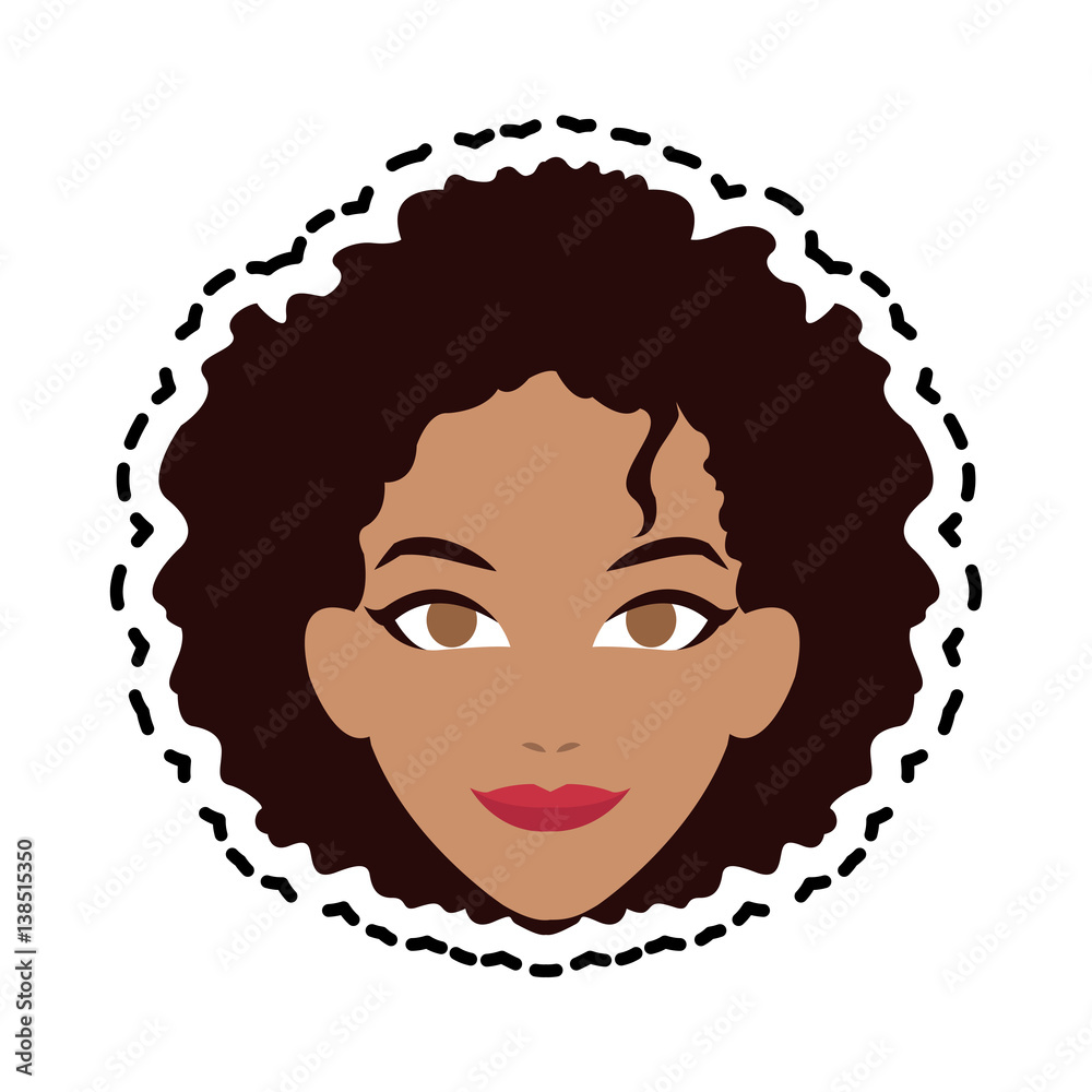 happy young woman with curly hair icon image vector illustration design ...
