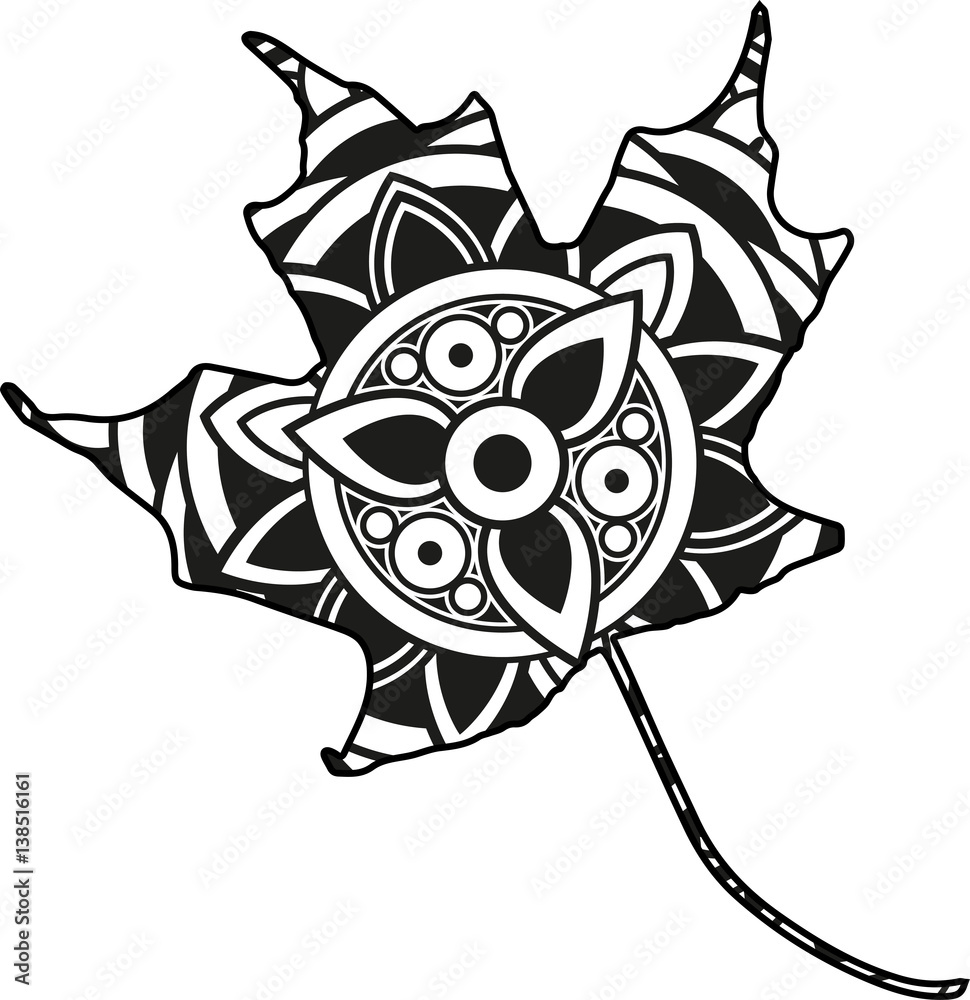 Vector illustration of a mandala leaf silhouette Stock Vector | Adobe Stock