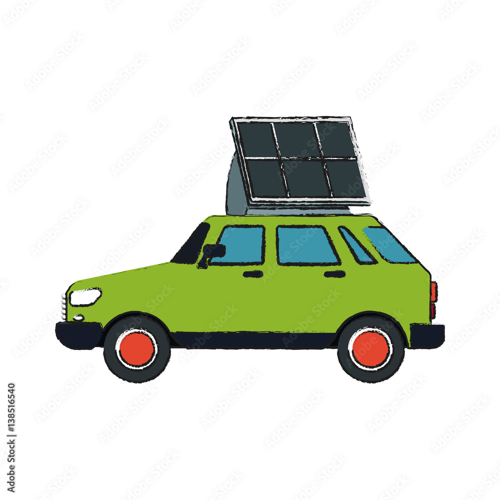 car with panel solar over white background. vector illustration Stock ...