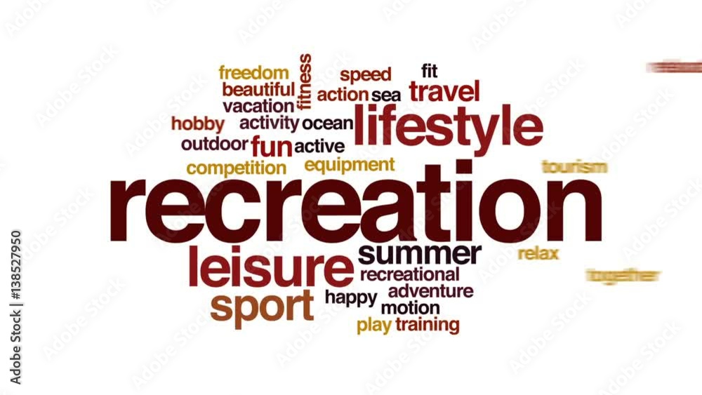 Recreation animated word cloud, text design animation. Stock Video ...