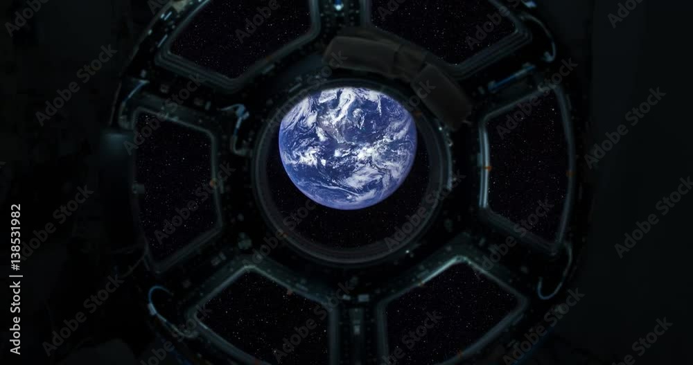 Spaceship window / Space travel / Planet Earth. Elements of this clip ...