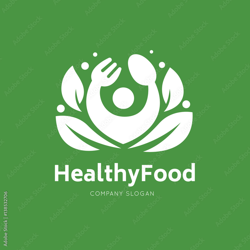 Healthy food logo Stock Vector | Adobe Stock