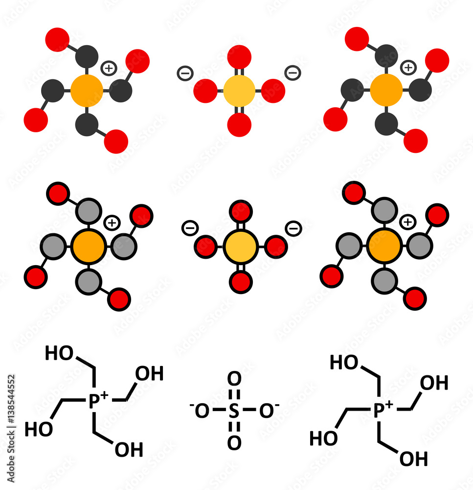 tetrakis(hydroxymethyl)phosphonium sulfate (THPS) biocide molecule ...