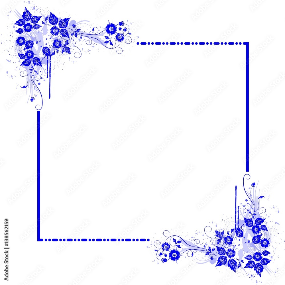 BLUE FLORAL FRAME BORDERS Stock Illustration | Adobe Stock