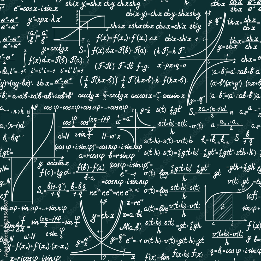 Vector mathematics seamless pattern with different signs, figures ...