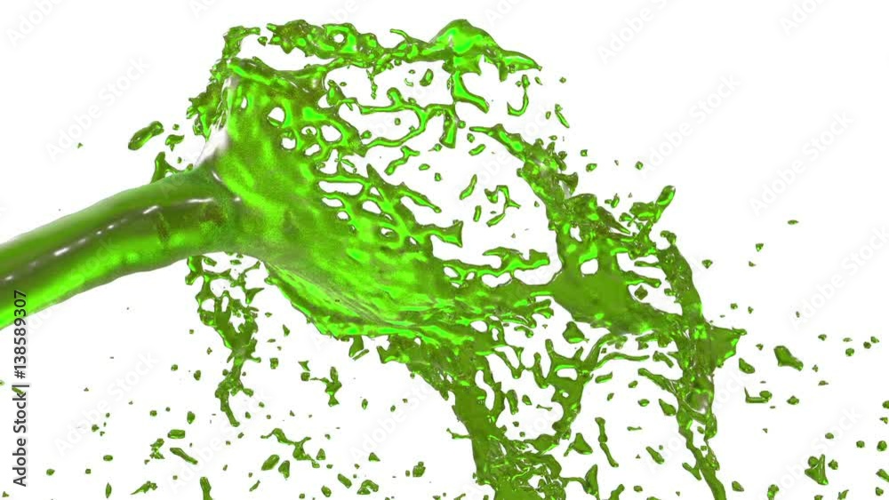 fountain of green juice 3d on white background with alpha channel use ...