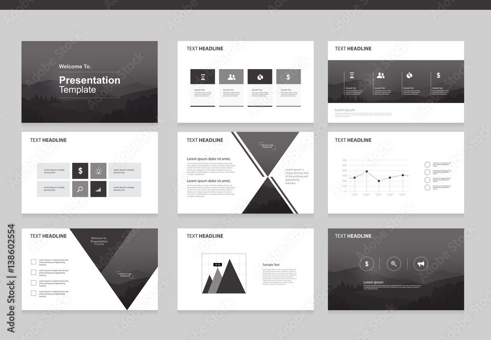 Page layout design template for business presentation page with page ...