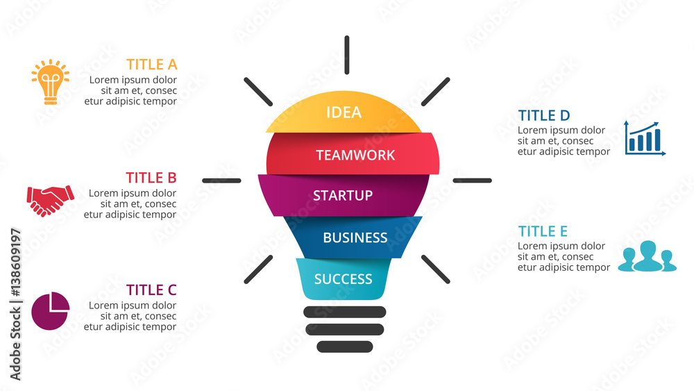 Vector light bulb infographic. Template for circle diagram, graph ...