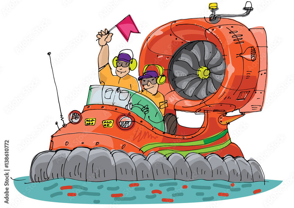 Fototapeta dla chłopca hovercraft vehicle - cartoon | Fototapety dla DZIECI