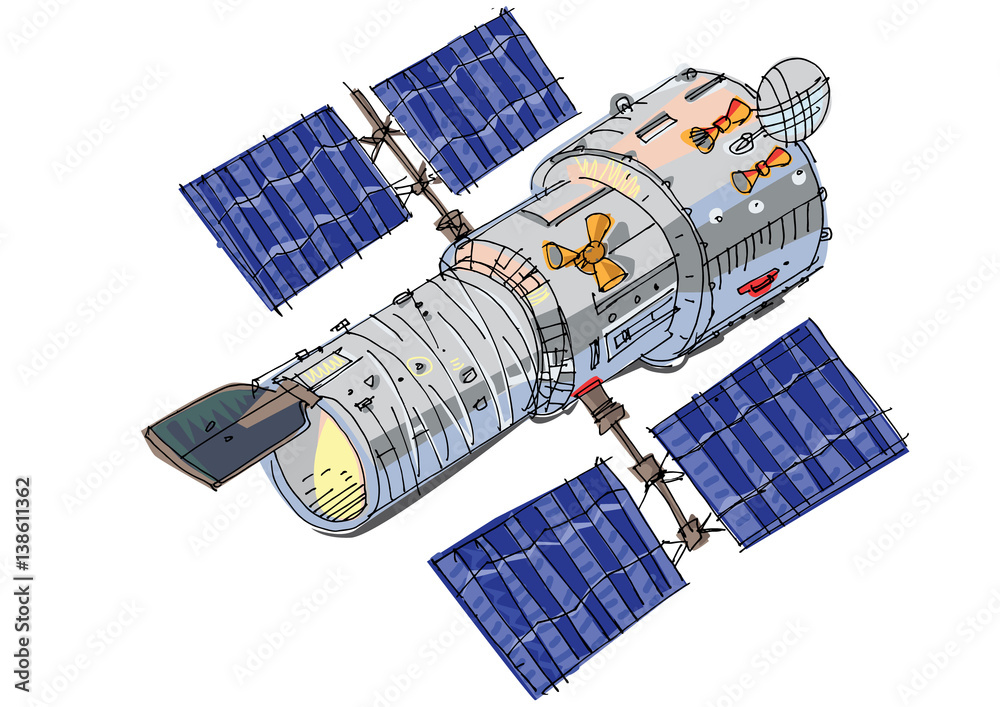 satellite - cartoon Stock Vector | Adobe Stock