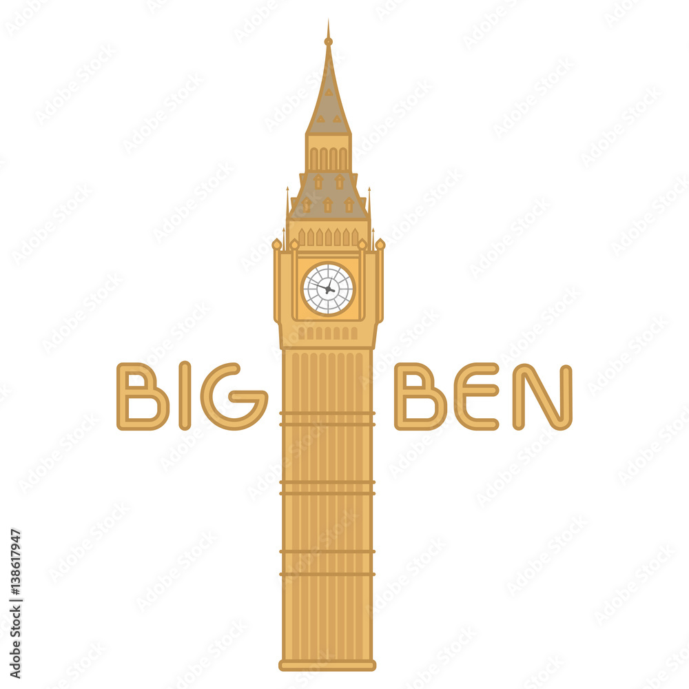 Vector big ben line flat cartoon. London background. Stock Vector ...