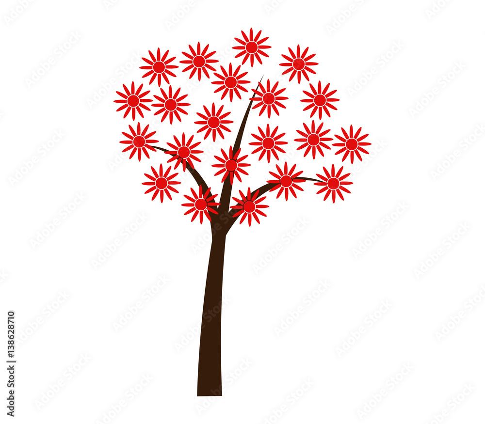 icon tree with flowers Stock Vector | Adobe Stock