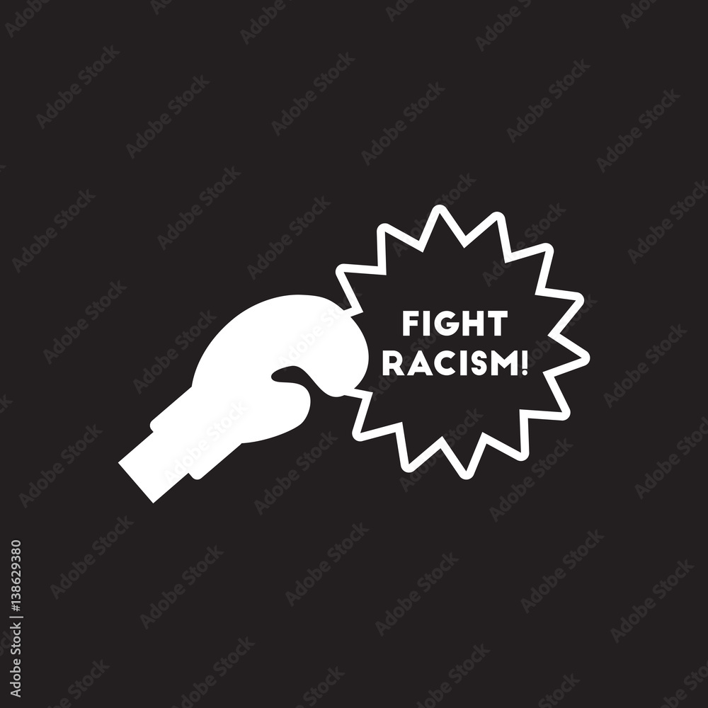 Flat icon in black and white fight racism Stock Vector | Adobe Stock
