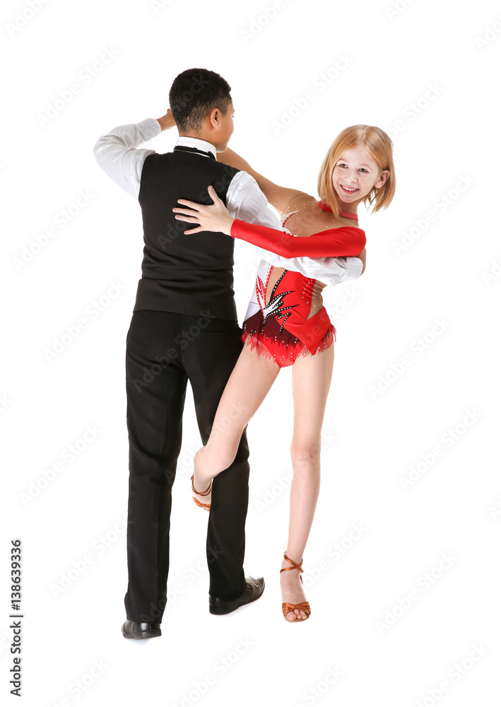 Cute dancing children on white background Stock Photo | Adobe Stock