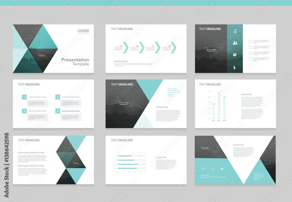 Page layout design template for business presentation page with page ...