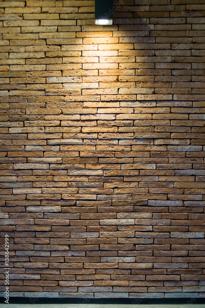 Spotlight at wall brick wall texture background Stock Photo | Adobe Stock