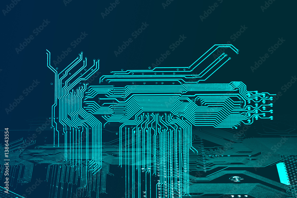 Abstract blue technology background with circuit board texture. High ...