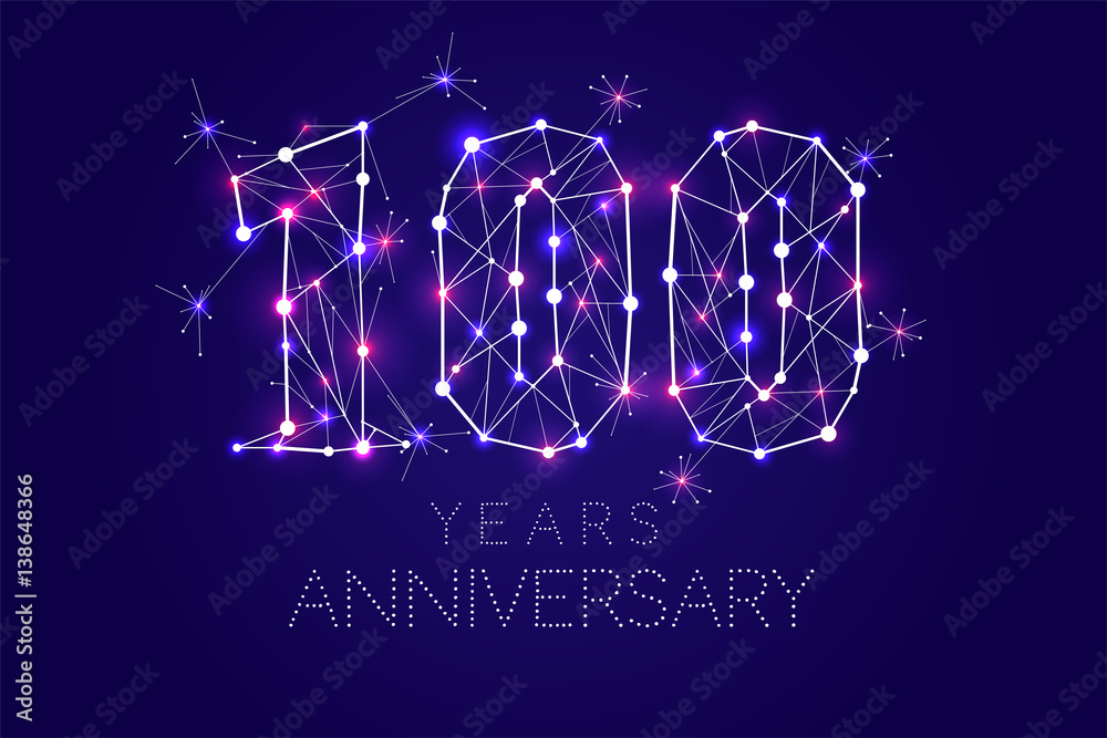 100 years Anniversary design. Abstract form with connected lines and ...