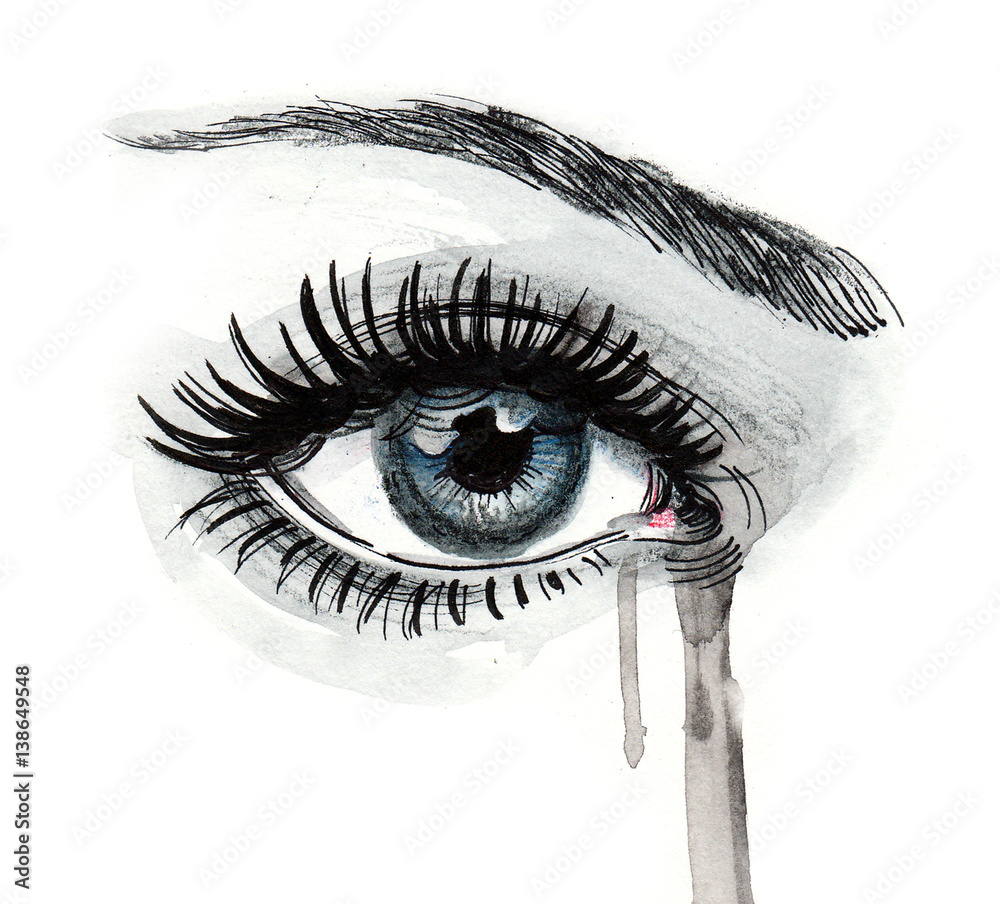 Beautiful crying eye Stock Illustration | Adobe Stock