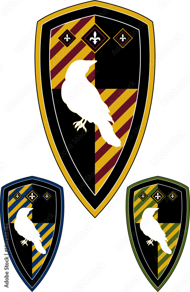 Vettoriale Stock Heraldic Medieval Raven Shield | Adobe Stock