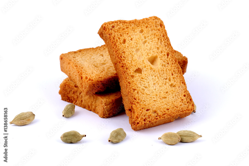 rusk with cardamom flavor, rusk on jute, rusk on cloth, rusk Stock ...