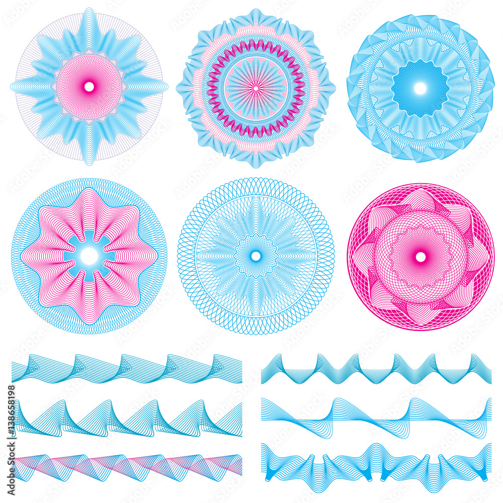 Vintage engraving lines guilloche borders and bank note design ...