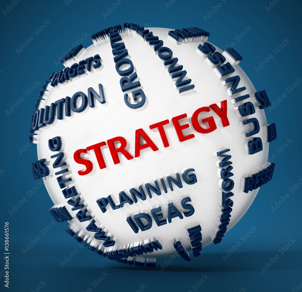 Business strategy globe on blue background. 3D illustration Stock ...